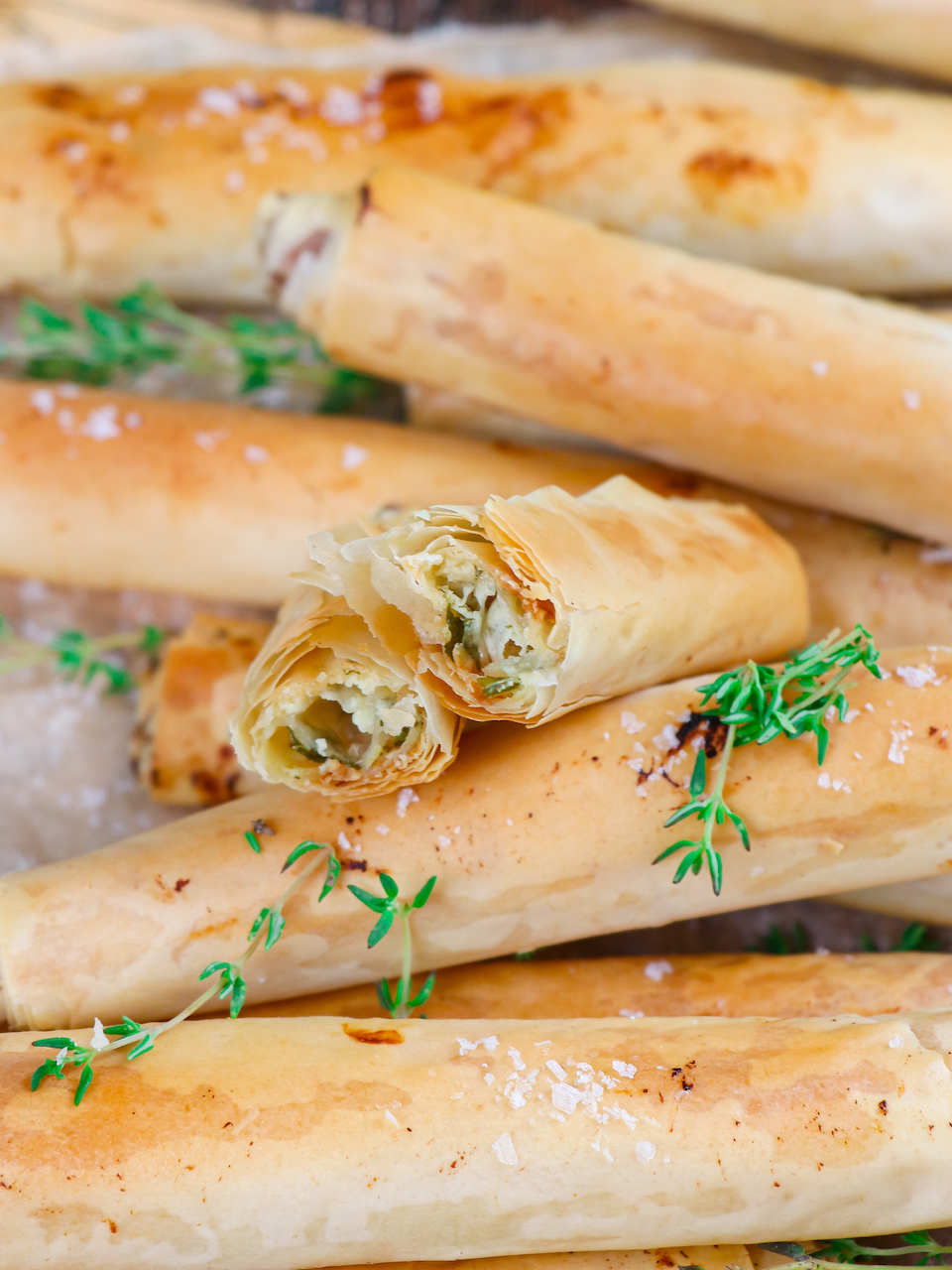Flaky Herb Goat Cheese Phyllo Cigars - BRIGHT MOMENT CO.
